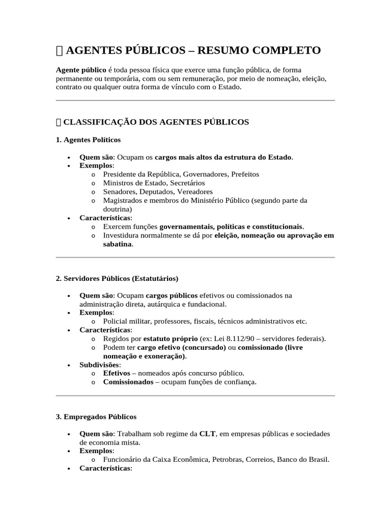 Tipos de Agentes Públicos e Responsabilidades | PDF | Governo
