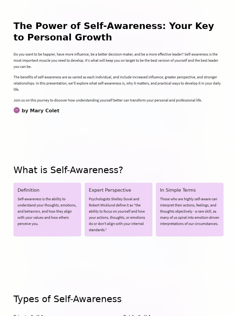 The Power of Self Awareness Your Key to Personal Growth | PDF | Self ...