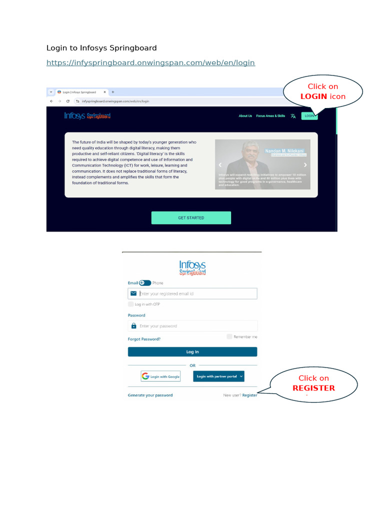 Infosys Springboard - Login Procedure | PDF