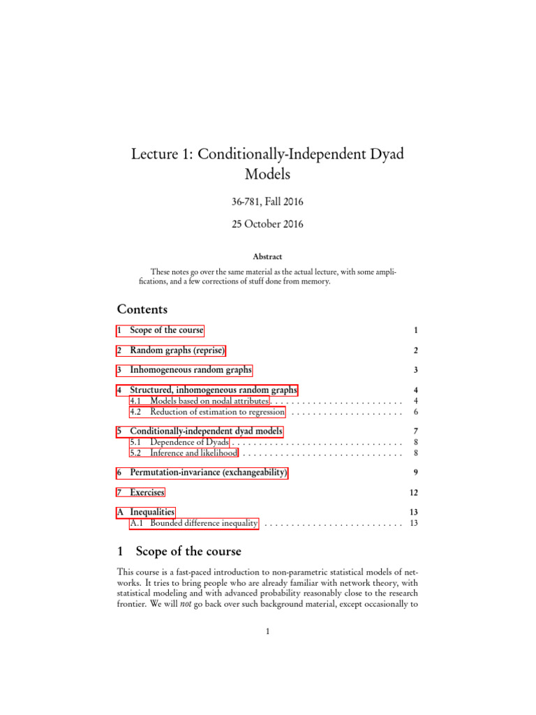 Conditionally-Independent Dyad Models | PDF | Regression Analysis | Applied Mathematics