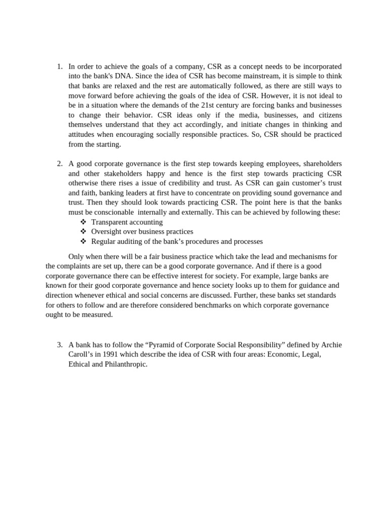 CSR in Banking: Governance and Ethics | PDF | Corporate Social ...