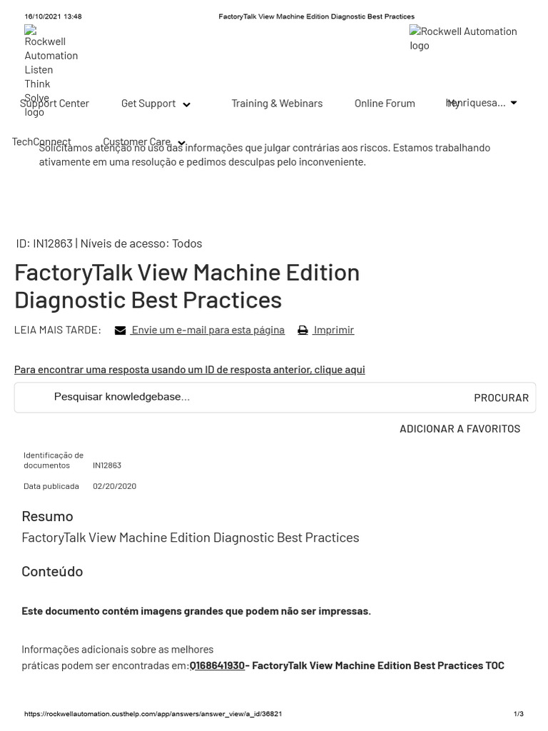 FactoryTalk View Machine Edition Diagnostic Best Practices | PDF ...