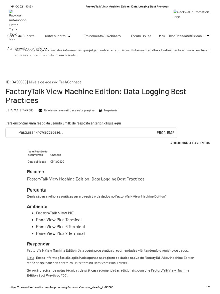 FactoryTalk View Machine Edition Data Logging Best Practices | PDF | Armazenamento de dados de ...