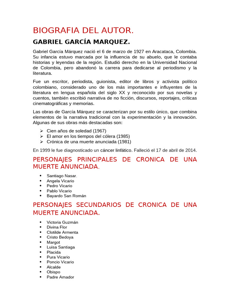 Biografia Del Autor | PDF