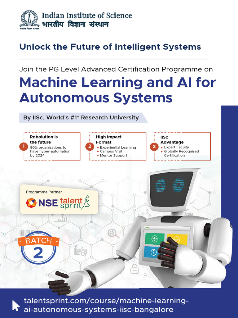 Brochure IISc AI for Autonomous Systems | PDF | Mathematical Optimization | Learning