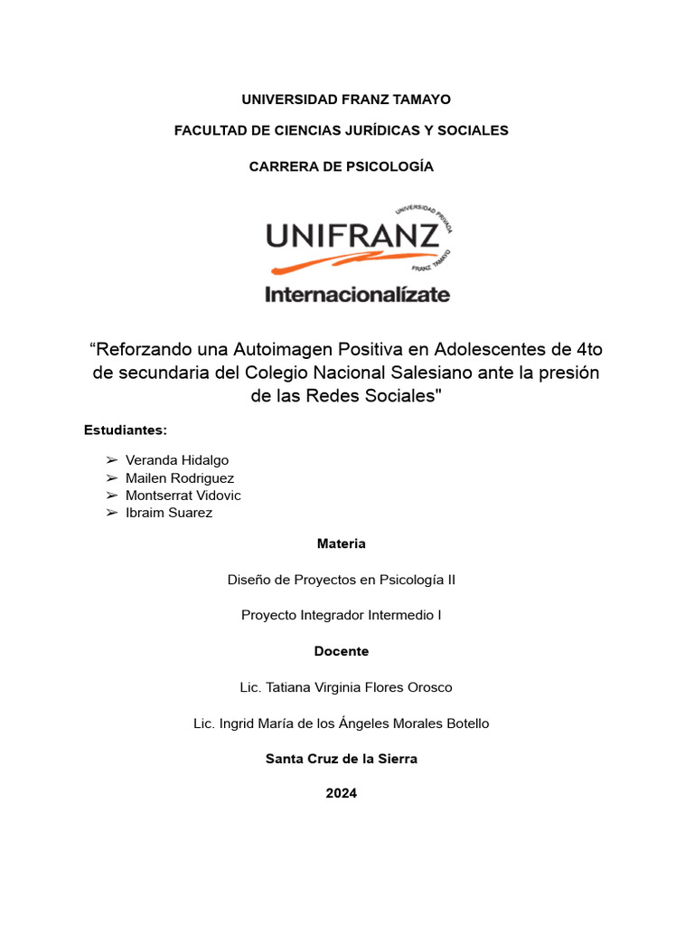 Reforzando La Autoimagen Corporal en Adolescentes de 15 A 18 Años ...