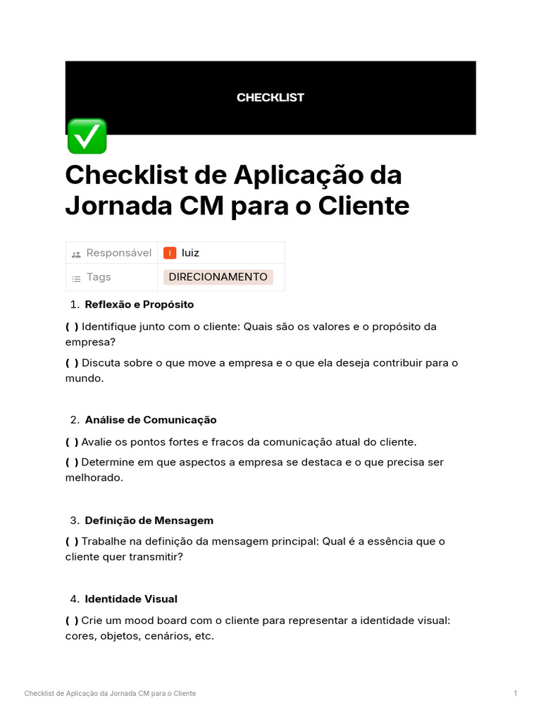Checklist de Aplicao Da Jornada CM para o Cliente | PDF