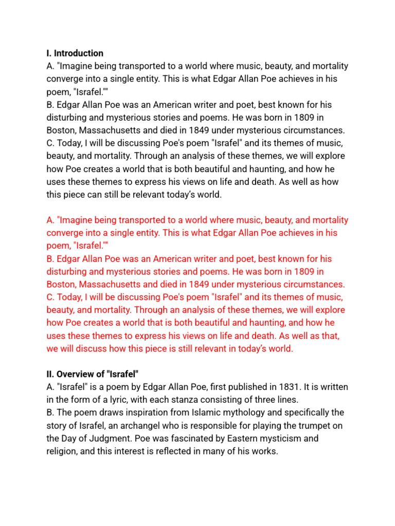 Analyzing Poe's "Israfel": Themes Explored | PDF | Poetry | Edgar Allan Poe