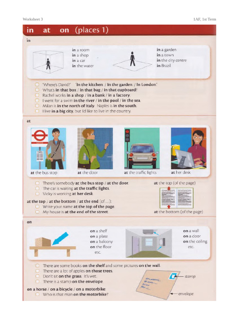 WS3 - Prepositions of Place | PDF