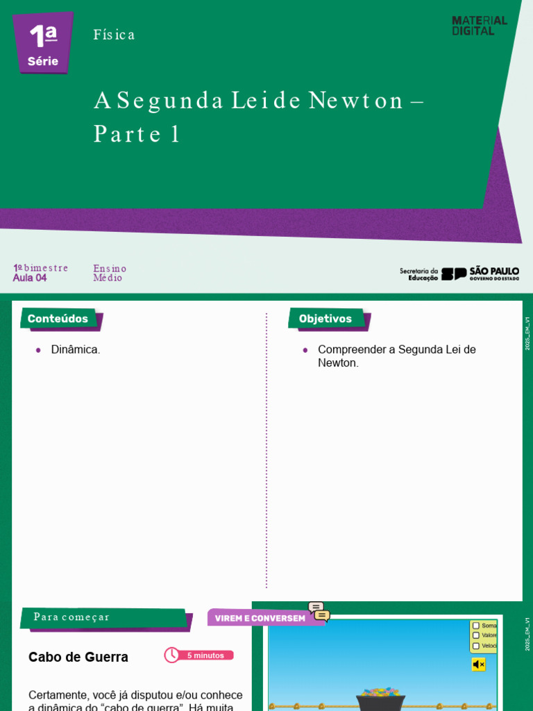 Aula 4 - A Segunda Lei de Newton - Parte 1 (v2) 997398 | PDF | Massa ...