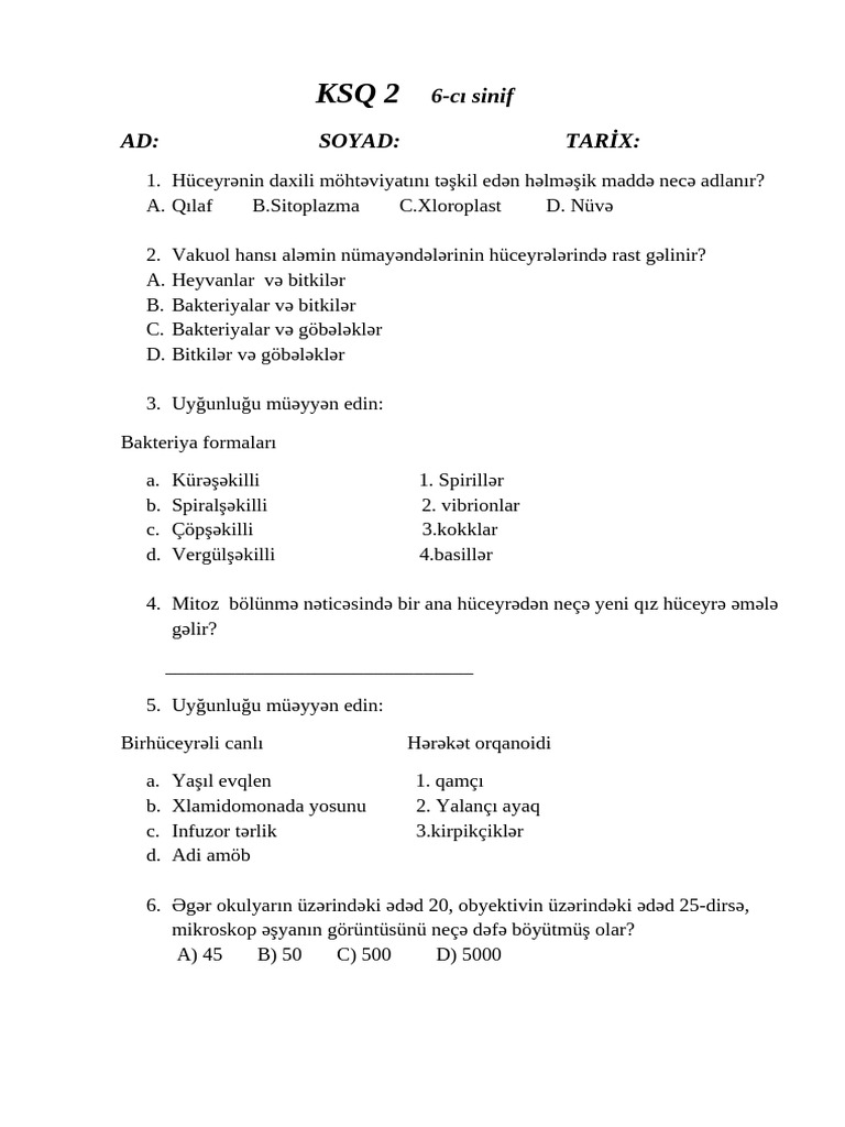 KSQ 2 6 - Ci Sinif | PDF