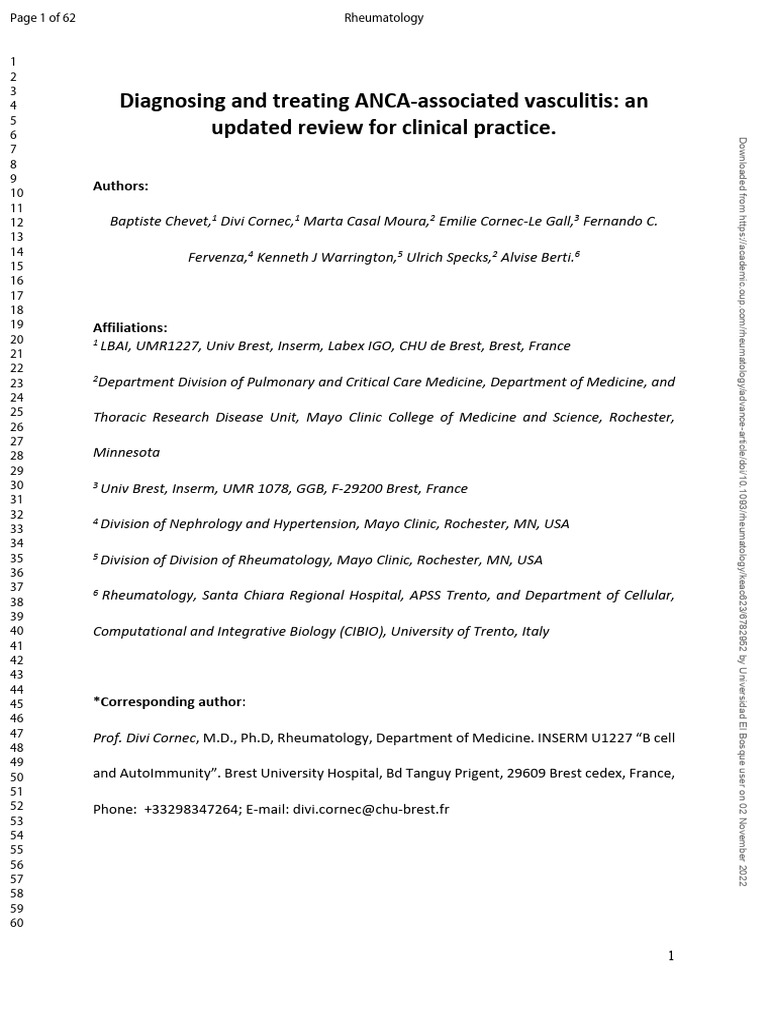 Vasculitis Anca | PDF | Medicine | Diseases And Disorders