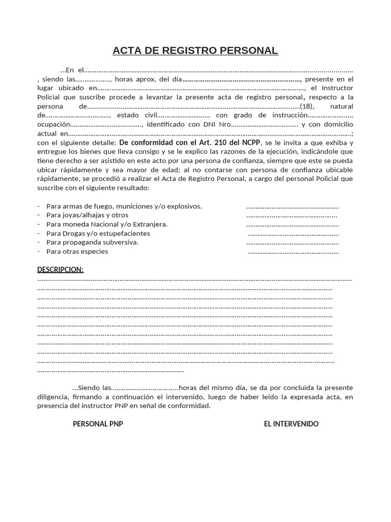 Actas Diarias PNP | PDF