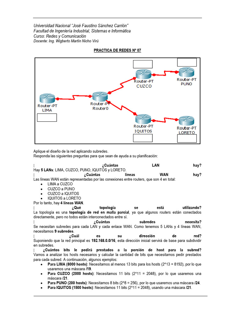 Practica Sub Redes 7 7 | PDF | Dirección IP | Estándares de internet