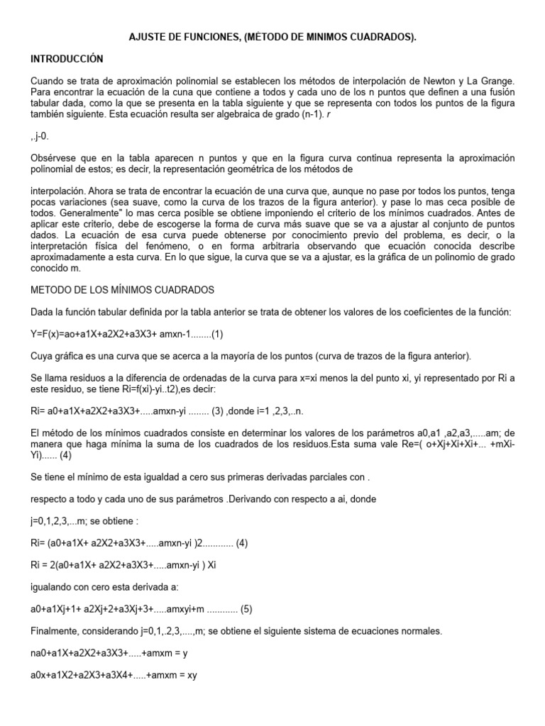 Ajuste de Funciones | PDF | Mínimos cuadrados | Curva