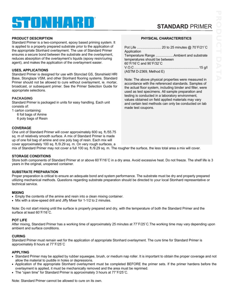 Standard Primer Product Data - en - US | PDF | Epoxy | Materials