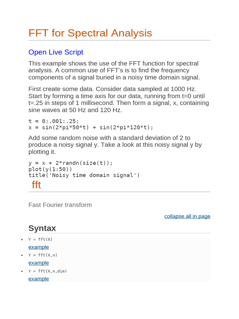 FFT For Spectral Analysis | PDF | Fast Fourier Transform | Discrete Fourier Transform