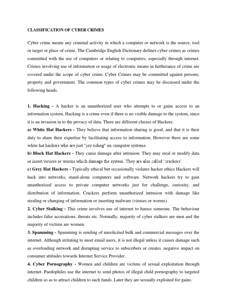 Cyber Crime Classification Overview | PDF | Security Hacker | Cybercrime