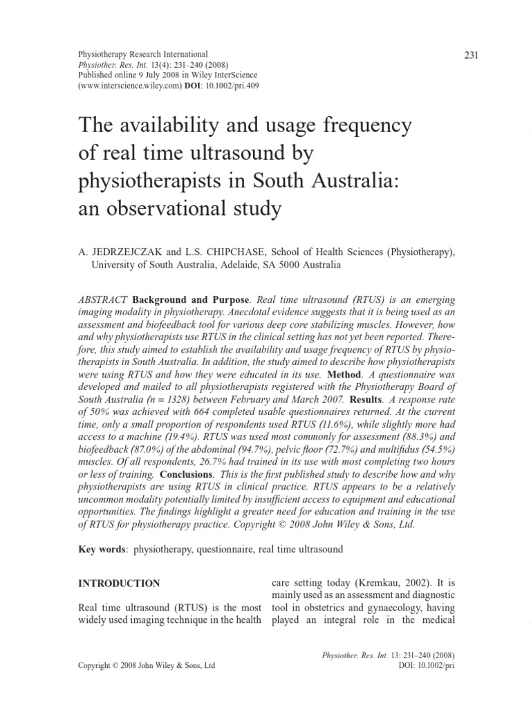 Physiotherapy Res Intl - 2008 - Jedrzejczak - The Availability and ...