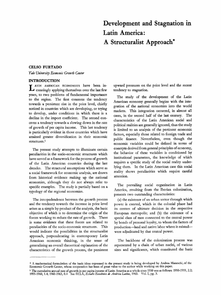 Development and Stagnation in Latin American - A Structuralist Approach ...