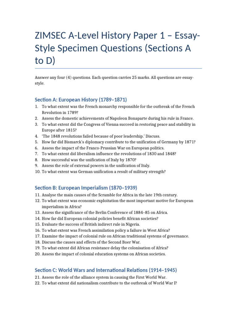 ALevel History Paper1 Essay Questions 25 Marks | PDF | World War II ...