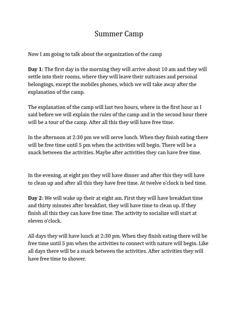 Summer Camp - Script | PDF