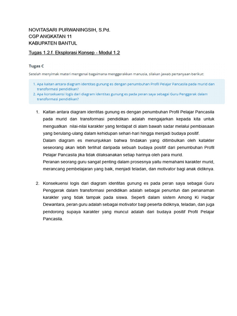 Novitasari Purwaningsih - Kelas E - 1.2.f. Eksplorasi Konsep - Modul 1.2 Tugas C | PDF