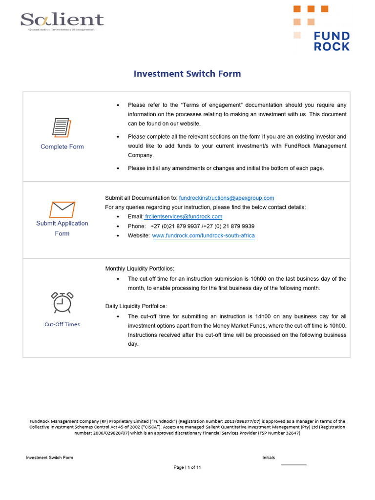 Investment Switch Form Instructions | PDF | Investment Fund | Investing