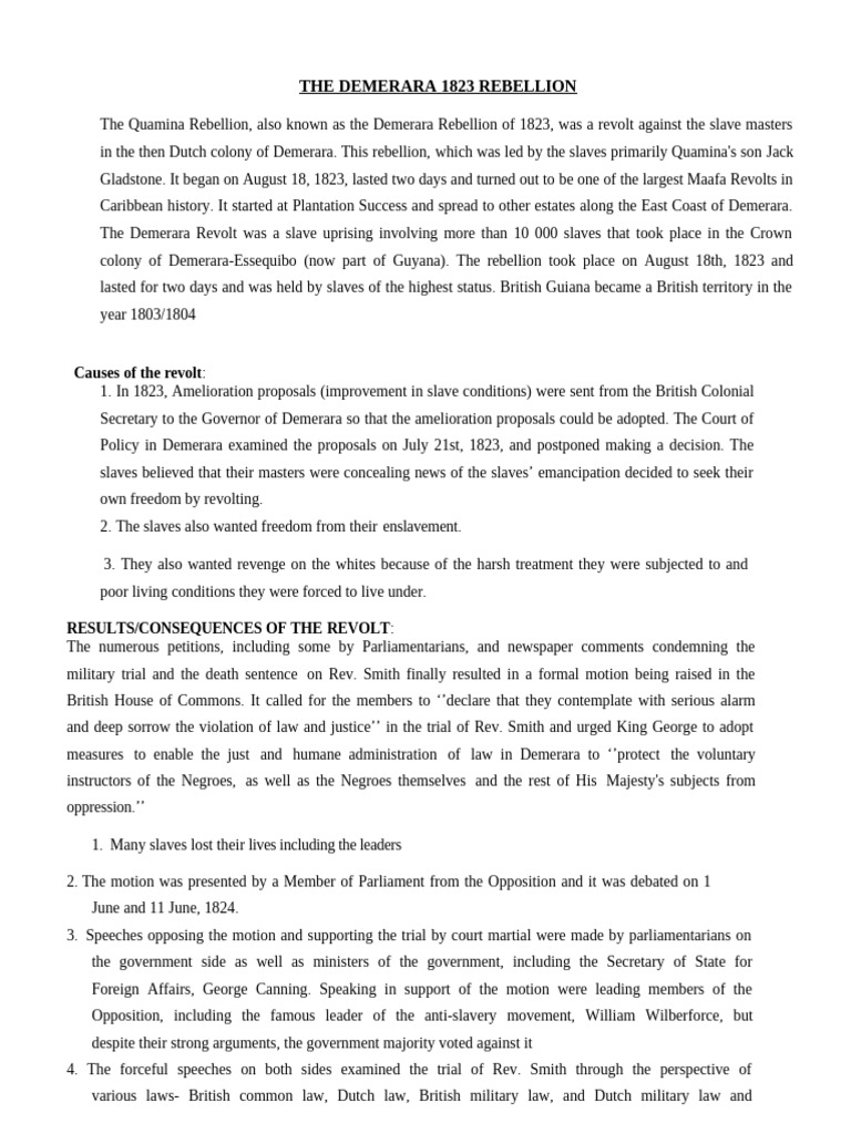 GR09 WK 05 - Demerara & Jamaica Revolt | PDF | Slavery | Unfree Labour