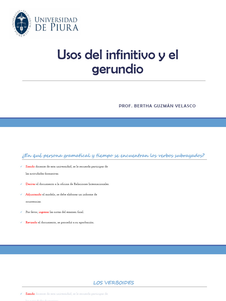 Usos del infinitivo y gerundio | PDF | Verbo | Morfología Lingüística