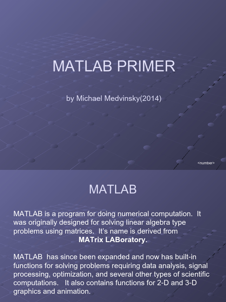 MatlabIntro - PPT 20250524 091202 0000 | PDF | Matrix (Mathematics) | Matlab