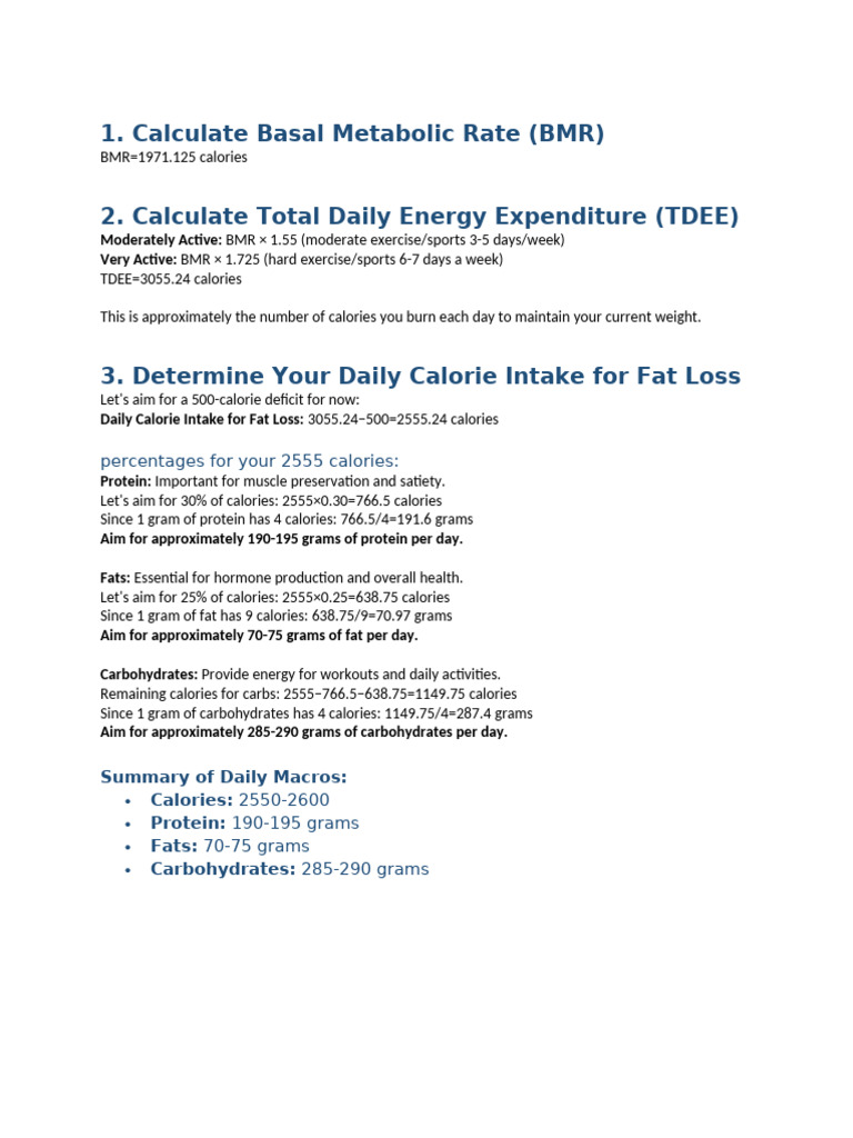 Daily Calorie and Macro Guide | PDF