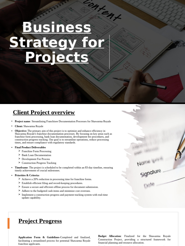 Business Strategy For Projects - Project Progress and Projection ...