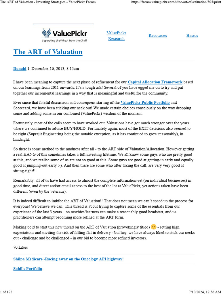 Art of Valuation PDF Valuepickr | PDF | Valuation (Finance) | Business