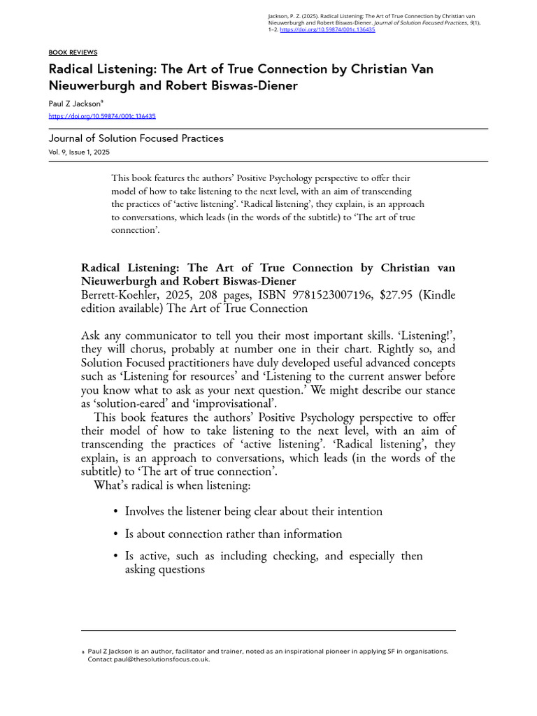 Radical Listening The Art of True Connection by Christian Van ...