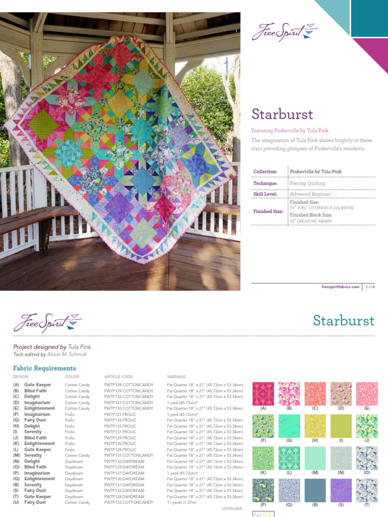 FP Fs Pinkerville Starburst | PDF | Seam (Sewing) | Quilt