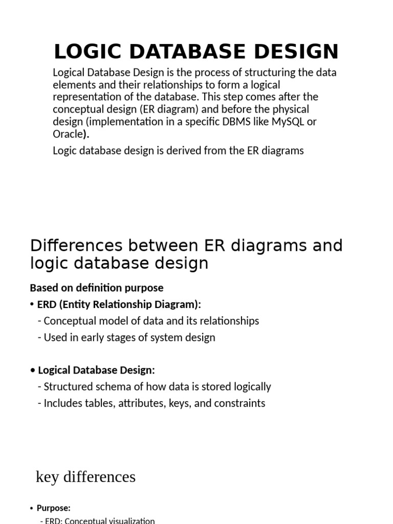 Logic Database Design PPTS Group 6 | PDF | Database Design | Relational Database