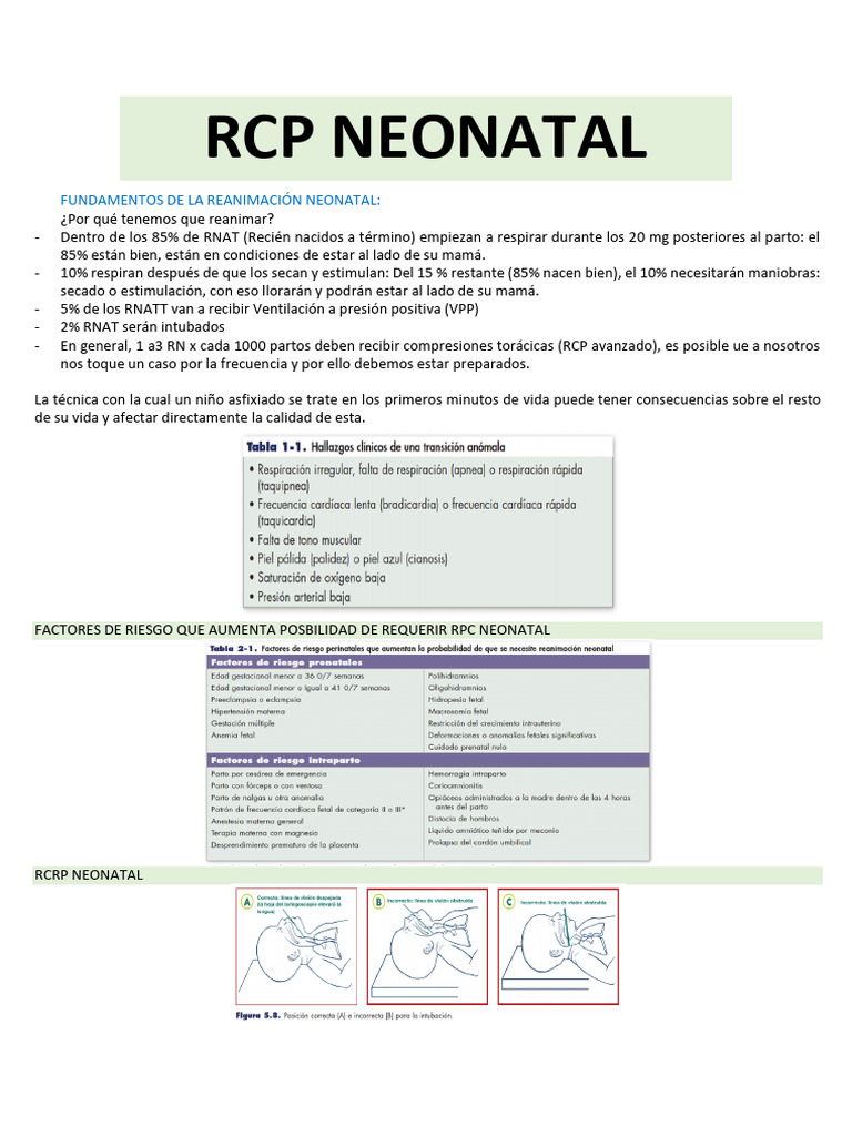 Algoritmo de Reanimación Neonatal | PDF | Reanimación cardiopulmonar ...