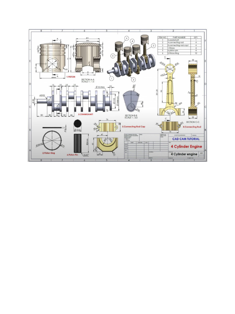Drawing 4 Cylinder Engine | PDF