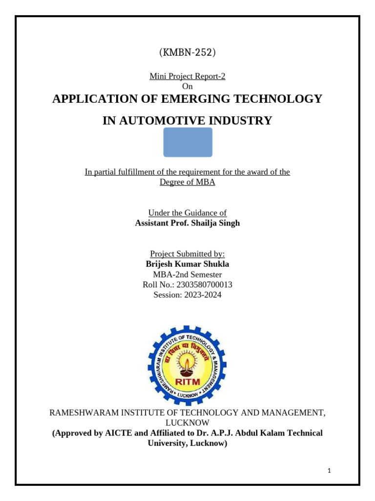 Brijesh Shukla - Mini Project Sem.02 | PDF | Car | Electric Vehicle