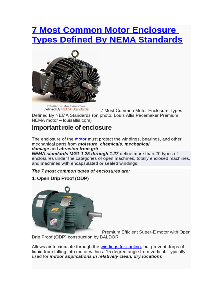 NEMA Motor Enclosure Types Explained | PDF | Gases | Chemical Substances