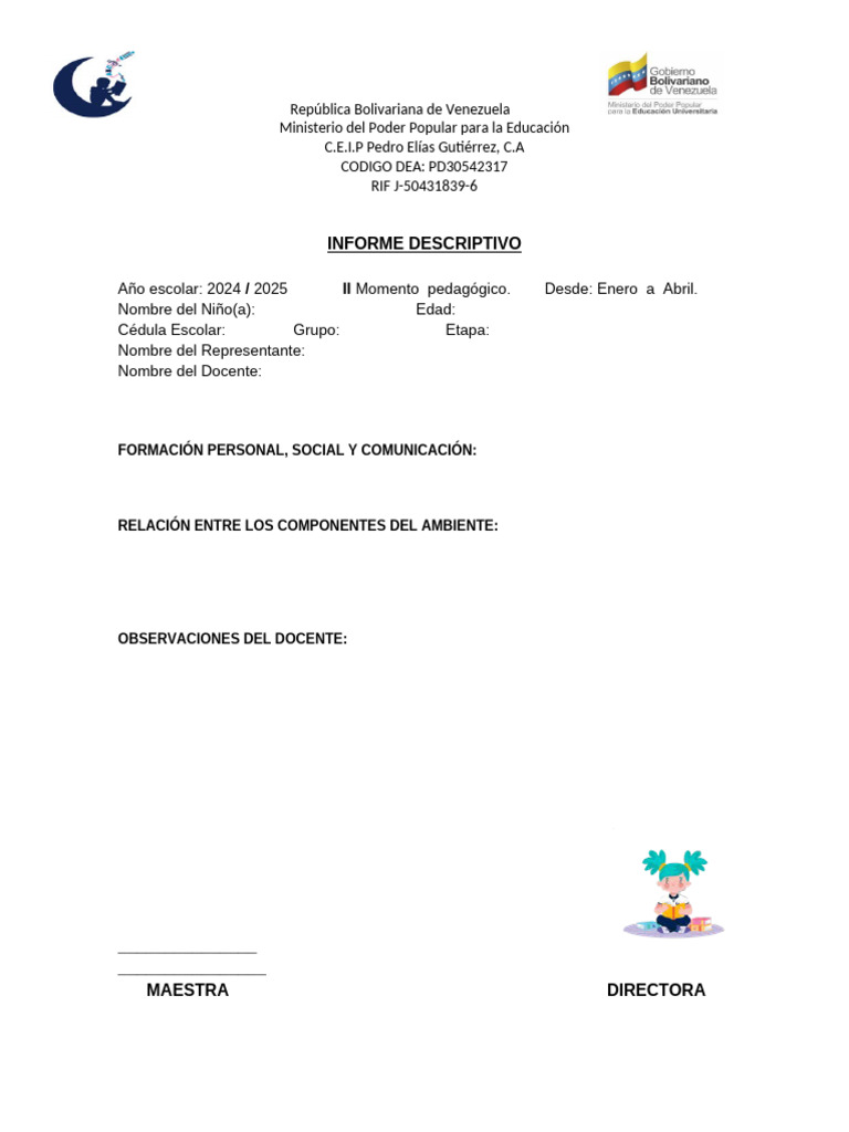 Formato Informe Descriptivo II MOMENTO | PDF