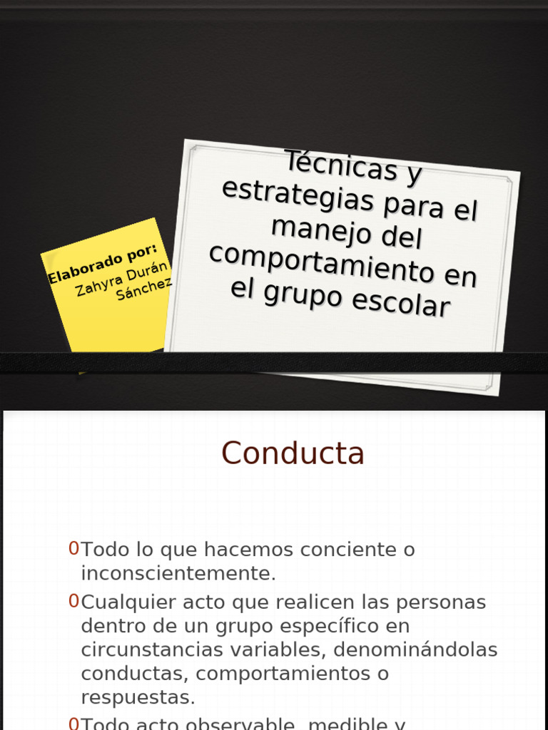 Técnicas y Estrategias para El Manejo Del Comportamiento | PDF ...