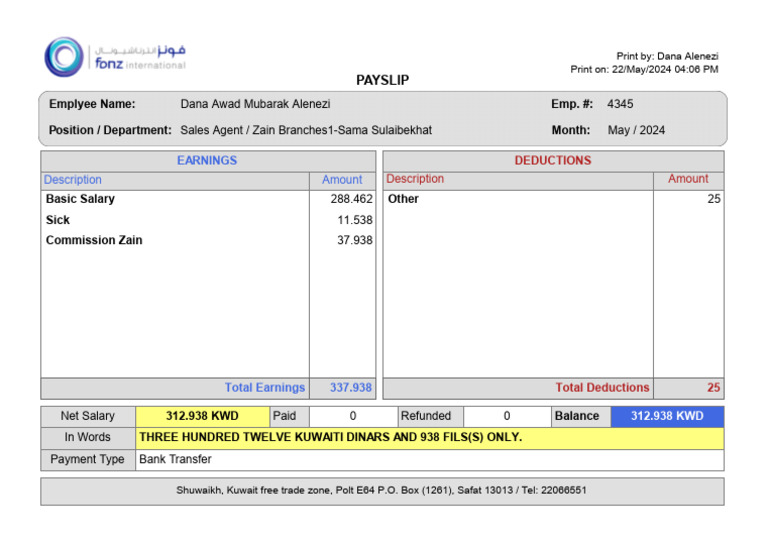 Payslip May 2024 | PDF