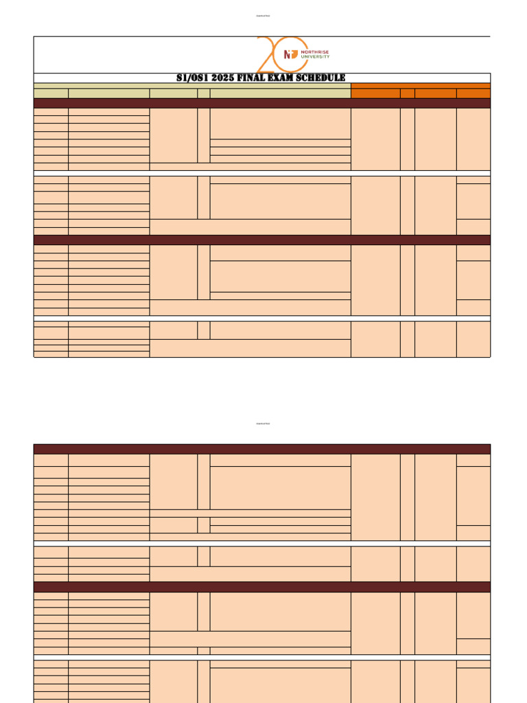 s1 2025 Day & Onl Final Exam Schedule | PDF