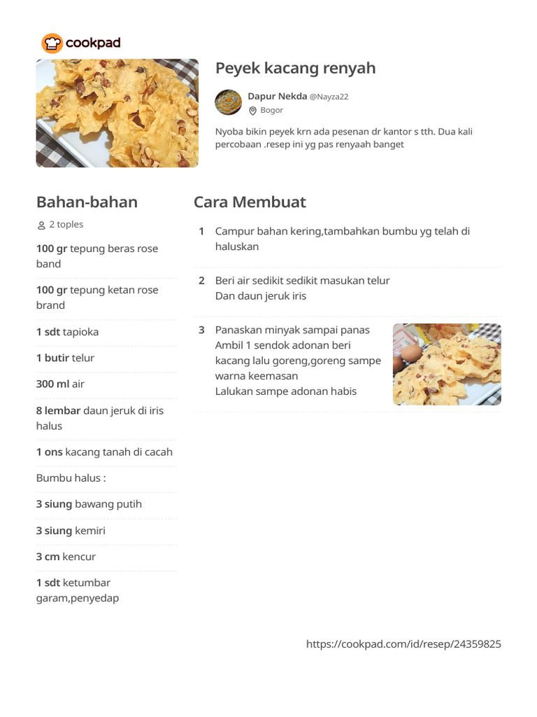 Resep Peyek Kacang Renyah Nekda | PDF