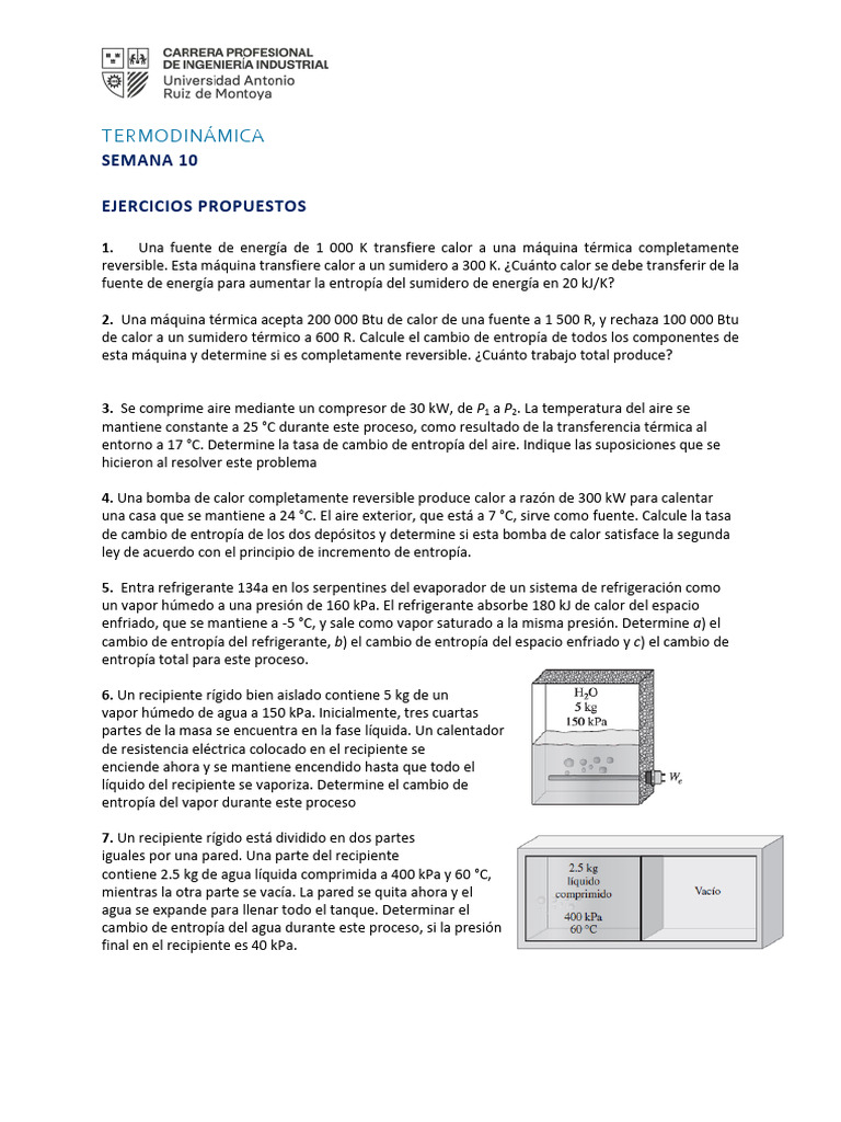 Ejercicios Propuestos | PDF | Calor | Entropía