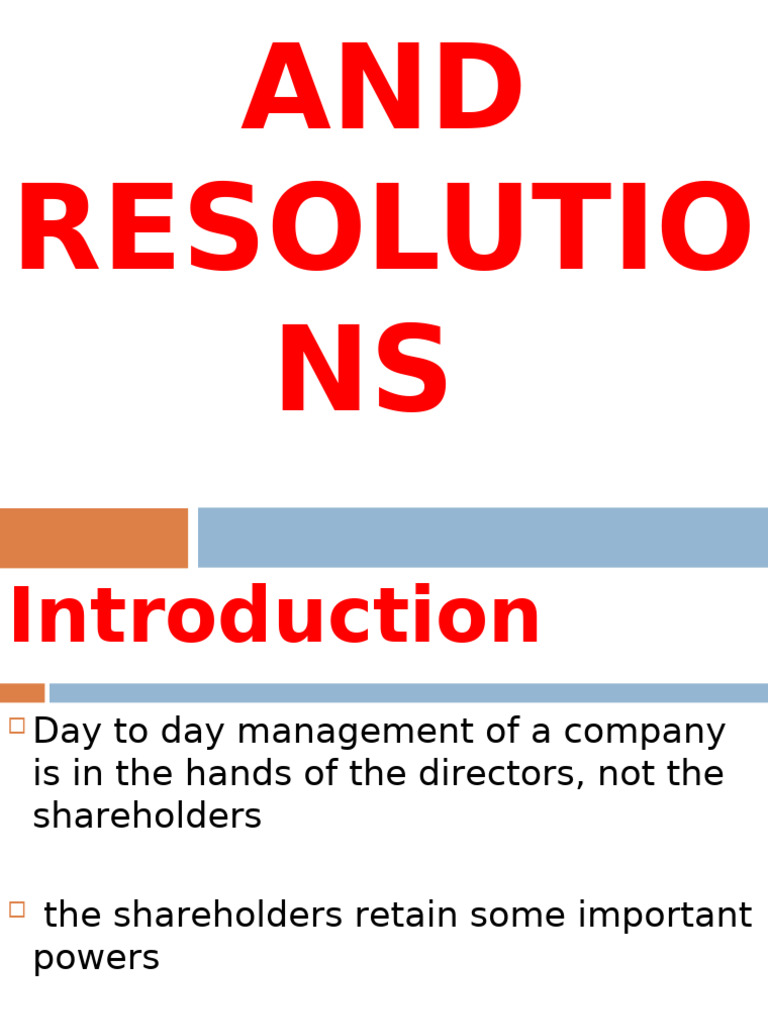 Company Meetings and Resolutions Guide | PDF | Business | Governance
