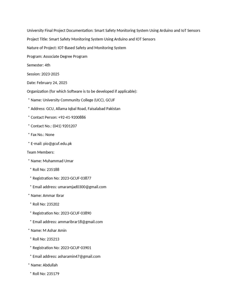 University Final Project Documentation | PDF | Use Case | Internet Of Things