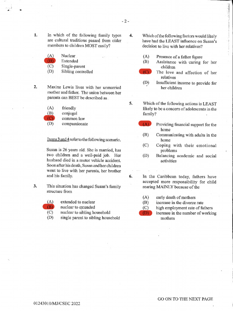 CSEC Social Studies 2022 Paper 1 With Answers | PDF